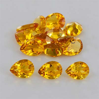 21.63ctw 8x6x4mm Pear Yellow Citrine Excellent Eye Clean AAA+