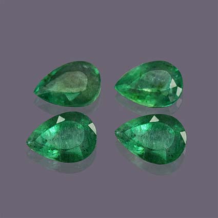 2.65ctw 7x5x3mm Pear Green Emerald Very Good Little inclusions AA+