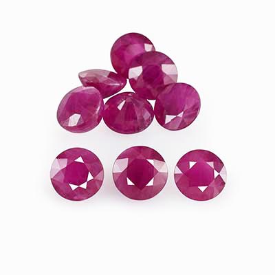 9.11ctw 6x6x3.5mm Round Red Ruby Translucent Included AA+